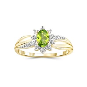 jewelexcess 0.48 ctw peridot & accent white diamonds ring in 14k gold over silver