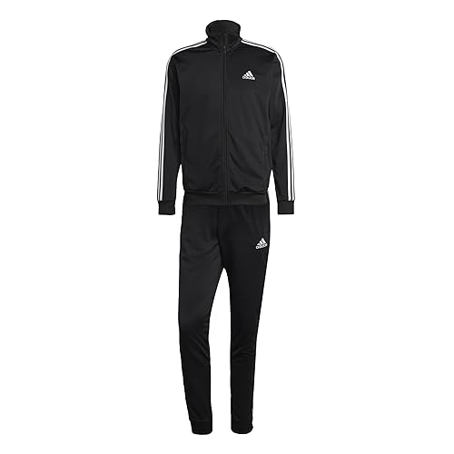 adidas Men's Sportswear Basic 3-stripes Tricot Track Suit, Black, Large