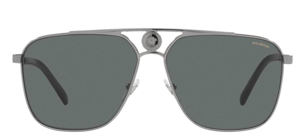 Versace Man Sunglasses Gunmetal Frame, Polarized Dark Grey Lenses, 61MM