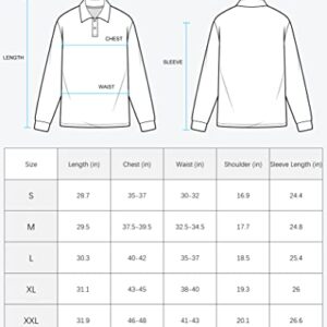 Men's Polo Shirt Long Sleeve Golf Shirts Lightweight UPF 50+ Sun Protection Cool Shirts for Men Work Fishing Outdoor(White, L)