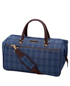 london fog londong fog brentwood ii wide mouth duffle, blue, carry-on 20-inch