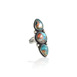 rekha gems oyster copper turquoise 925 sterling silver ring-vintage ring-handmade ring-birthday gift-spiny turquoise ring-boho and hippie ring-birthstone ring-turquoise jewelry- tq-24 (4.50 us)