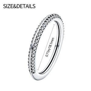 KUNSIR 925 Sterling Silver Rings Classic Cubic Zirconia Eternity Promise Statement Anniversary Wedding Bands Engagement Rings for Women Infinity Forever Love Ring Size 7-9