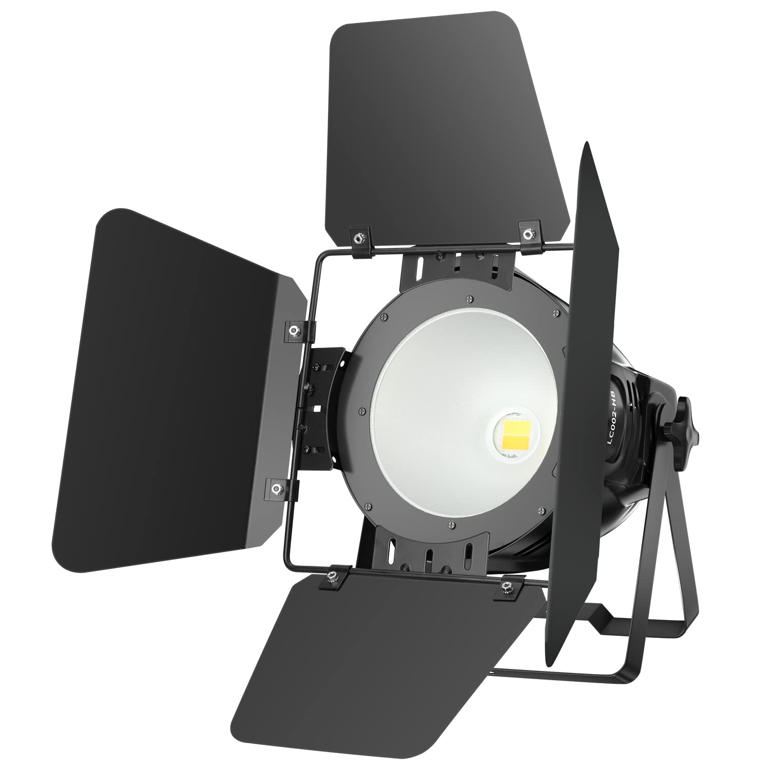 BETOPPER Stage Spotlight with/Barn Door, 200W COB Stage Light, Warm & Cold White LED DMX Light, Master-Slave Spot Light Strobe Lighting, Fresnel Lights for Church Wedding Theater Photo Studio(1 Pack)