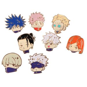 jujutsu kaisen pins 8pcs, anime jujutsu kaisen figure brooch cosplay pin gift for fans