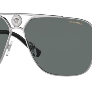 Versace Man Sunglasses Gunmetal Frame, Polarized Dark Grey Lenses, 61MM