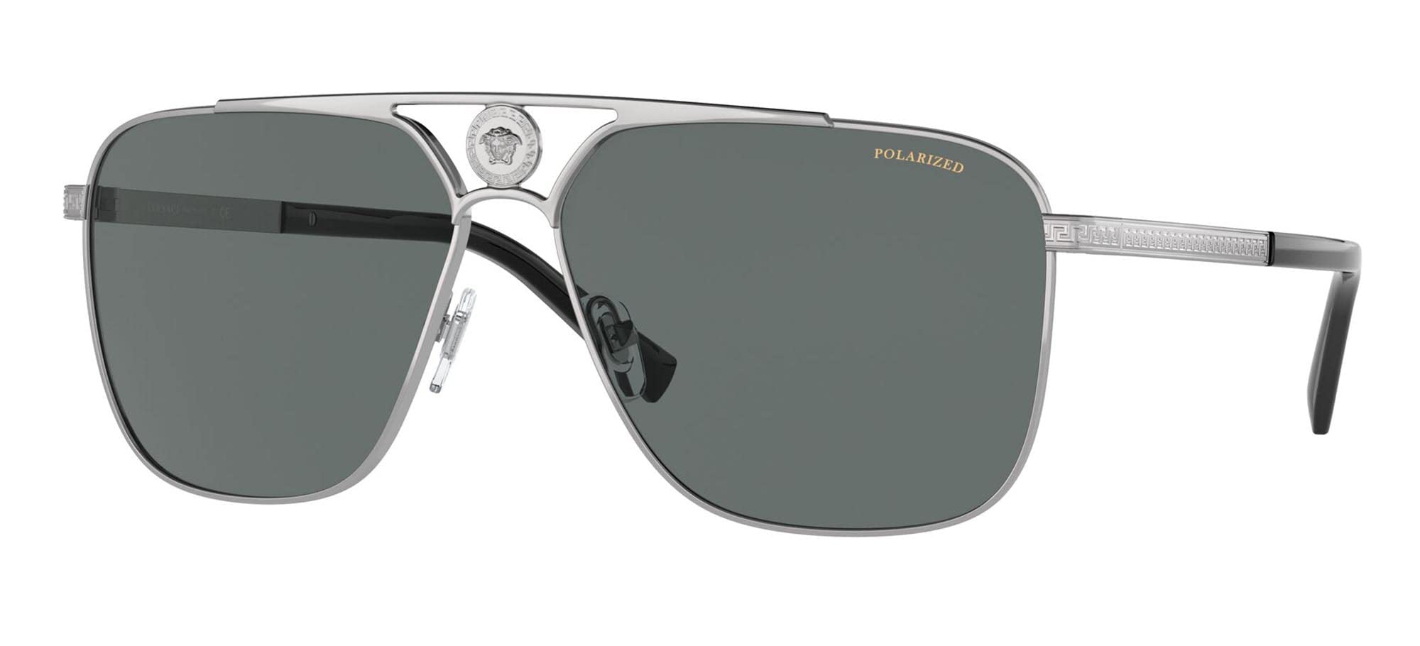 Versace Man Sunglasses Gunmetal Frame, Polarized Dark Grey Lenses, 61MM