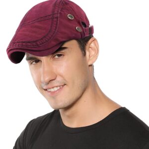 Men’s Lightweight Cotton Newsboy Hap Gatsby Cabbie Cap Classic Ivy Flat Hat Driving Hunting Golf Cap Red Scally Hat