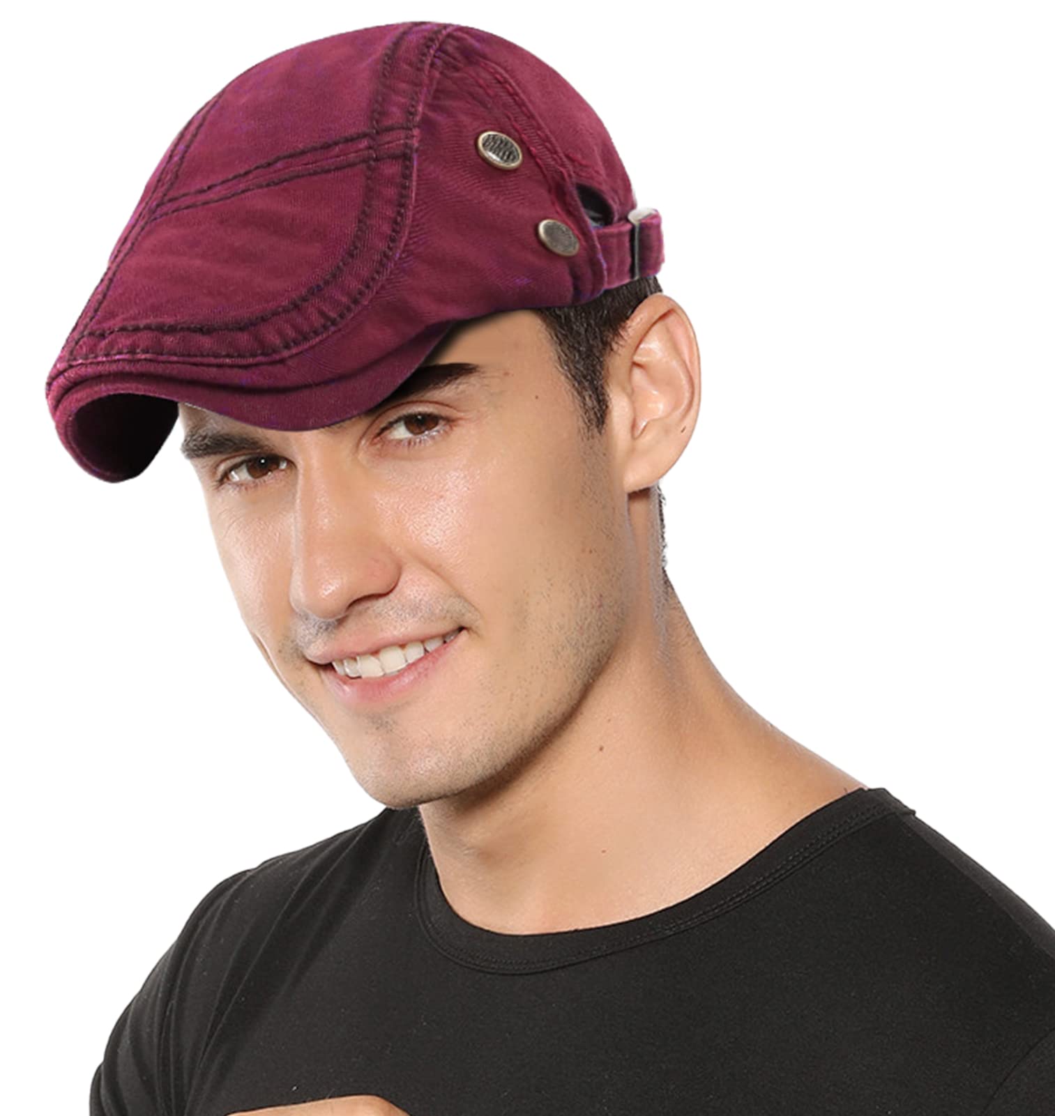 Men’s Lightweight Cotton Newsboy Hap Gatsby Cabbie Cap Classic Ivy Flat Hat Driving Hunting Golf Cap Red Scally Hat