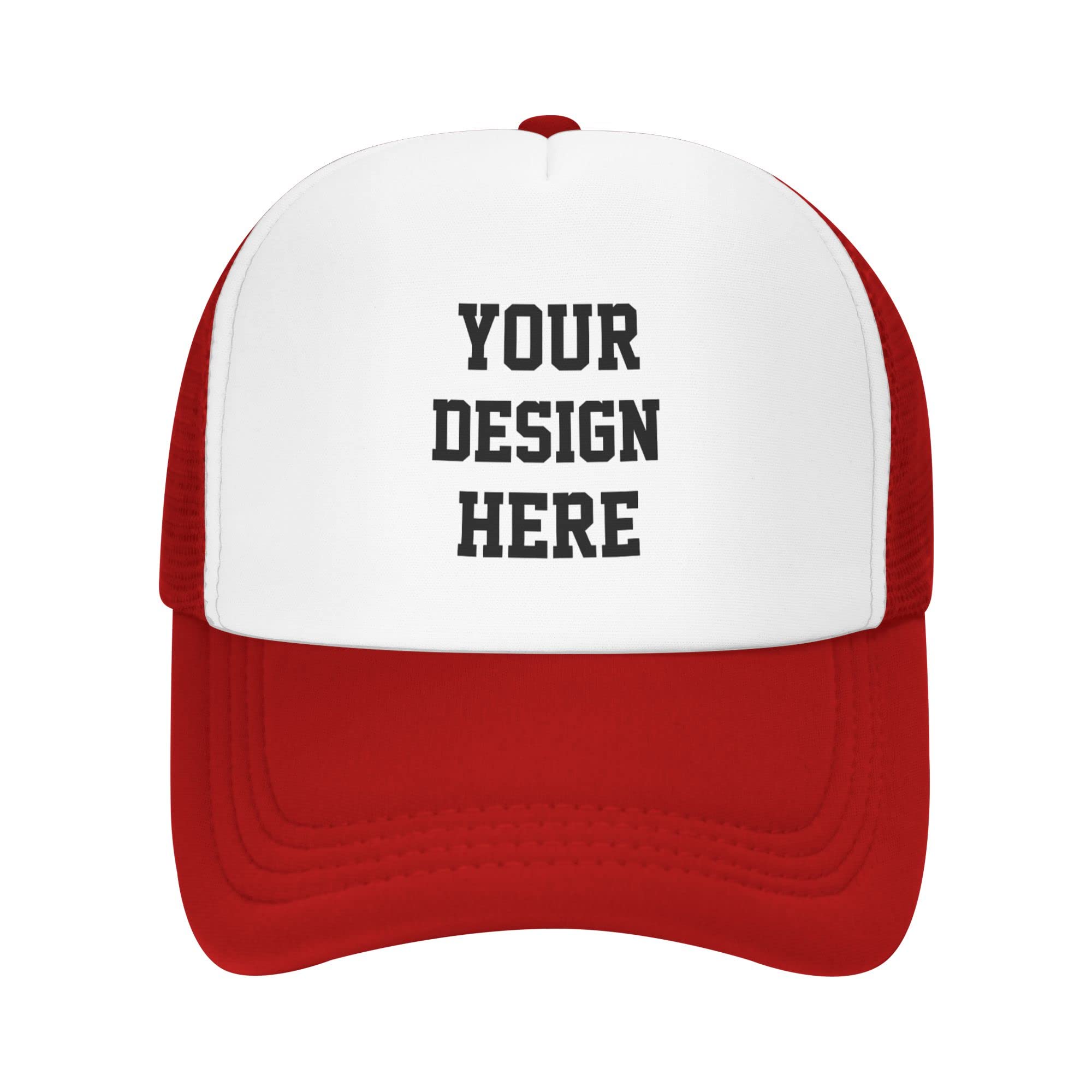 Custom Trucker Hats Personalized Mesh Trucker Hat Personalized Baseball Cap with Your Text/Photo/LOGO for Men & Women Red