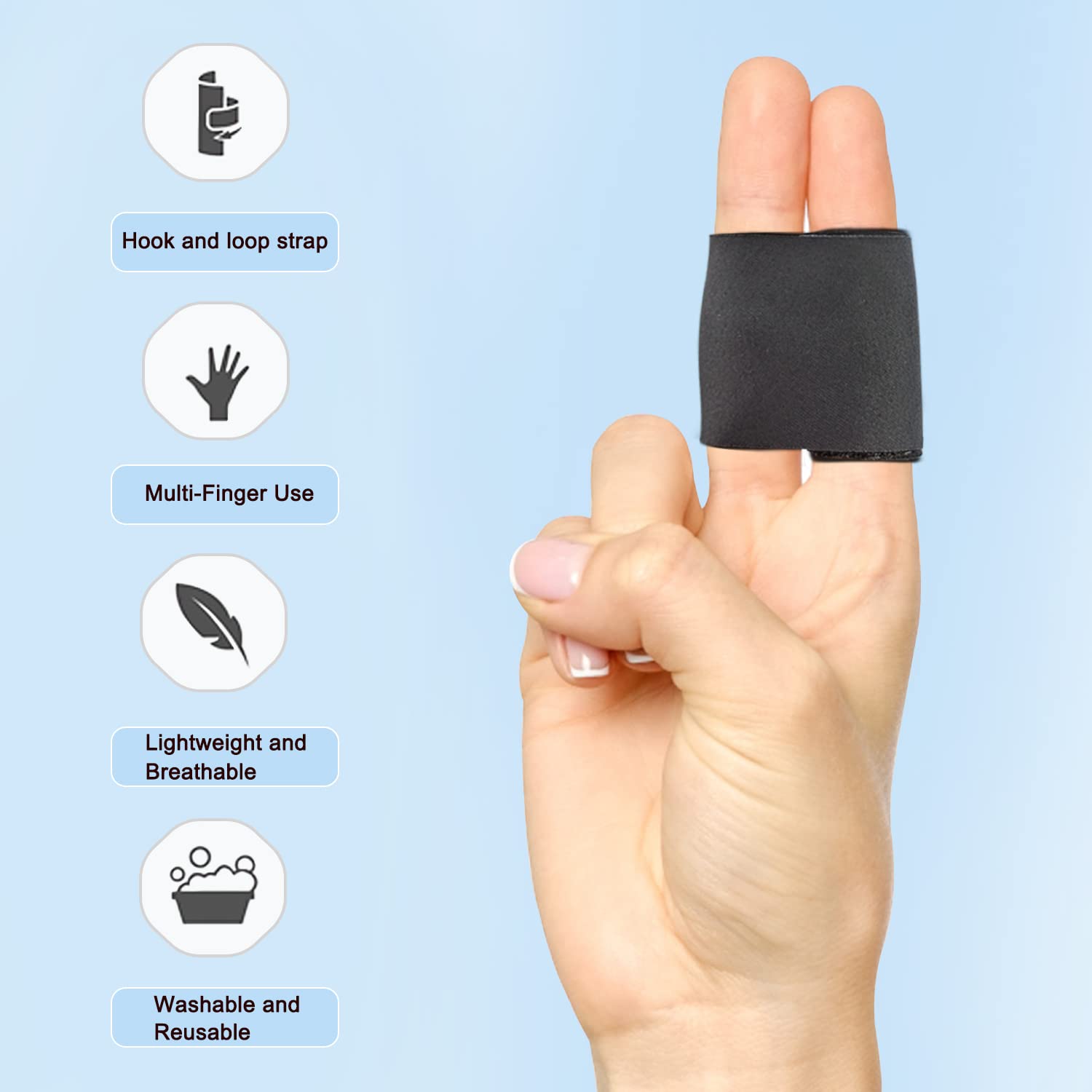 VHOPMORE Finger Splint Wraps Reusable Finger Buddy Tape Adjustable Finger Brace Trigger Finger Splints Mallet Finger Support Compression Finger Sleeves for Arthritis Pain Relief, Sport Injury - M