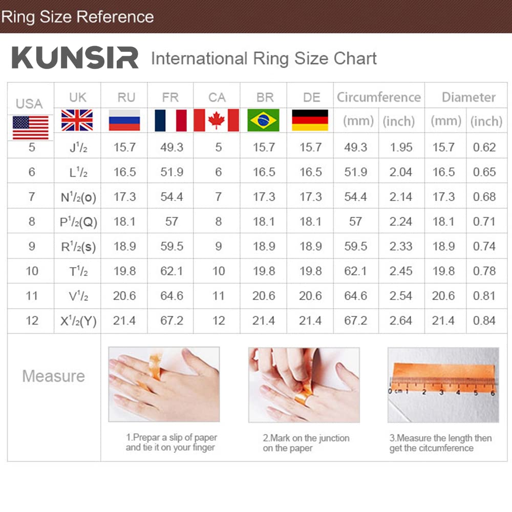 KUNSIR 925 Sterling Silver Rings Classic Cubic Zirconia Eternity Promise Statement Anniversary Wedding Bands Engagement Rings for Women Infinity Forever Love Ring Size 7-9