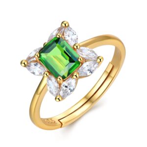 aiegnos 925 sterling silver gold rings for women, diopside cubic zircon stone rings stacking rings for wedding engagement promise rings, 7