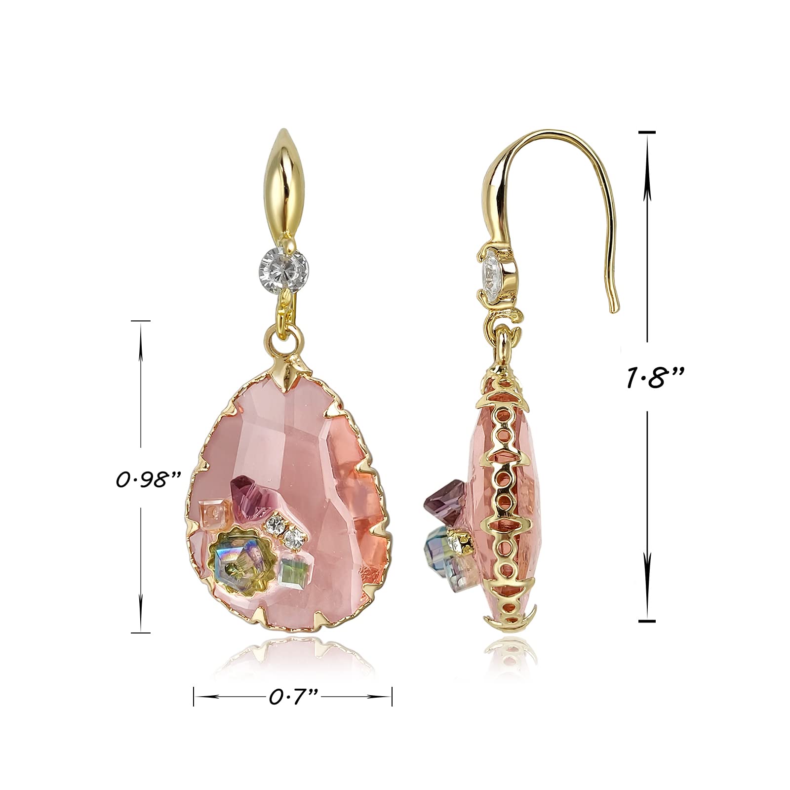 JA.S.JR Crystal Teardrop Earrings Gold Dangle Earrings for Women