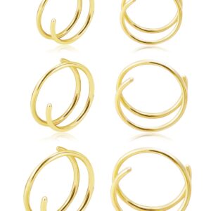 Double Hoop Earrings for Single Piercing, 3 Pairs 316L Surgical Steel Spiral Twist Illusion Lobe Cartilage Helix Hoop Earring Double Hoop Earrings for One Hole