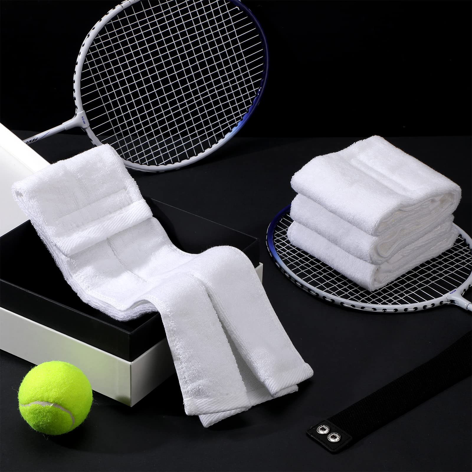 Moukeren 3 Pcs Football Field Towel Closed Loop Football Accessories Cotton Football Towel Sports Towel Sweat Towel with Hook and Loop Fastener for Football, Golf, Gym (White)