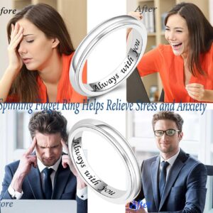 JLYY Silver Fidget Spinner Ring Band for Anxiety Relief ADHD Autism Stress Releasing S925 Sterling Inspirational Spinning Ring for Women Christtmas Gift