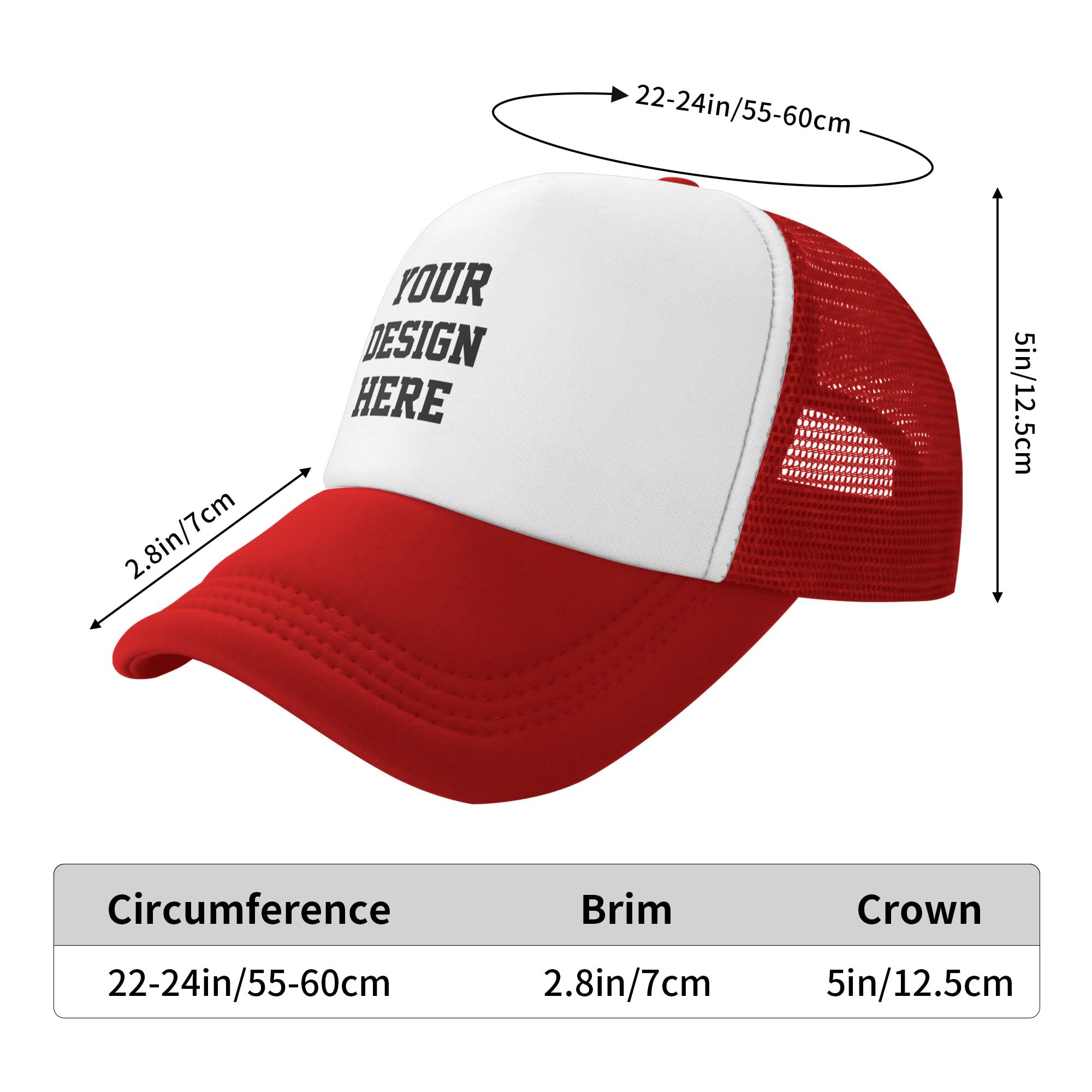 Custom Trucker Hats Personalized Mesh Trucker Hat Personalized Baseball Cap with Your Text/Photo/LOGO for Men & Women Red