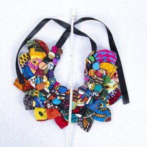 HollandaisWax African Ankara Handmade Petal Neckpiece Button Necklace for Women Jewellery