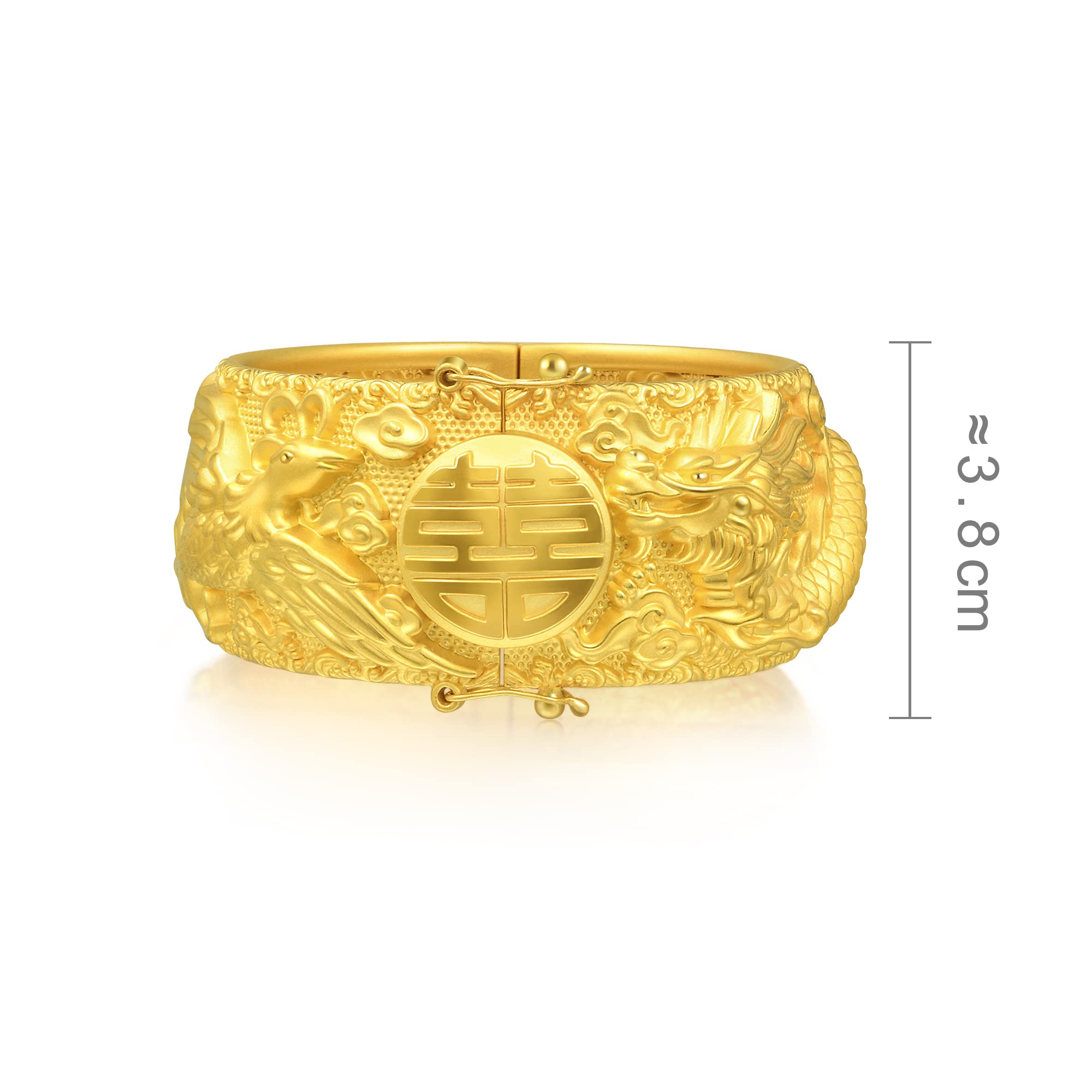 CHOW SANG SANG 999.9 24K Solid Gold Price-by-Weight 36.97g Gold Dragon & Phoenix Bangle for Women and Wedding Occasion 91875K | Size: 7