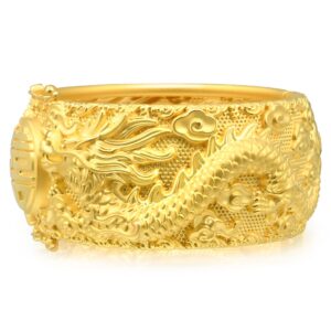 CHOW SANG SANG 999.9 24K Solid Gold Price-by-Weight 36.97g Gold Dragon & Phoenix Bangle for Women and Wedding Occasion 91875K | Size: 7