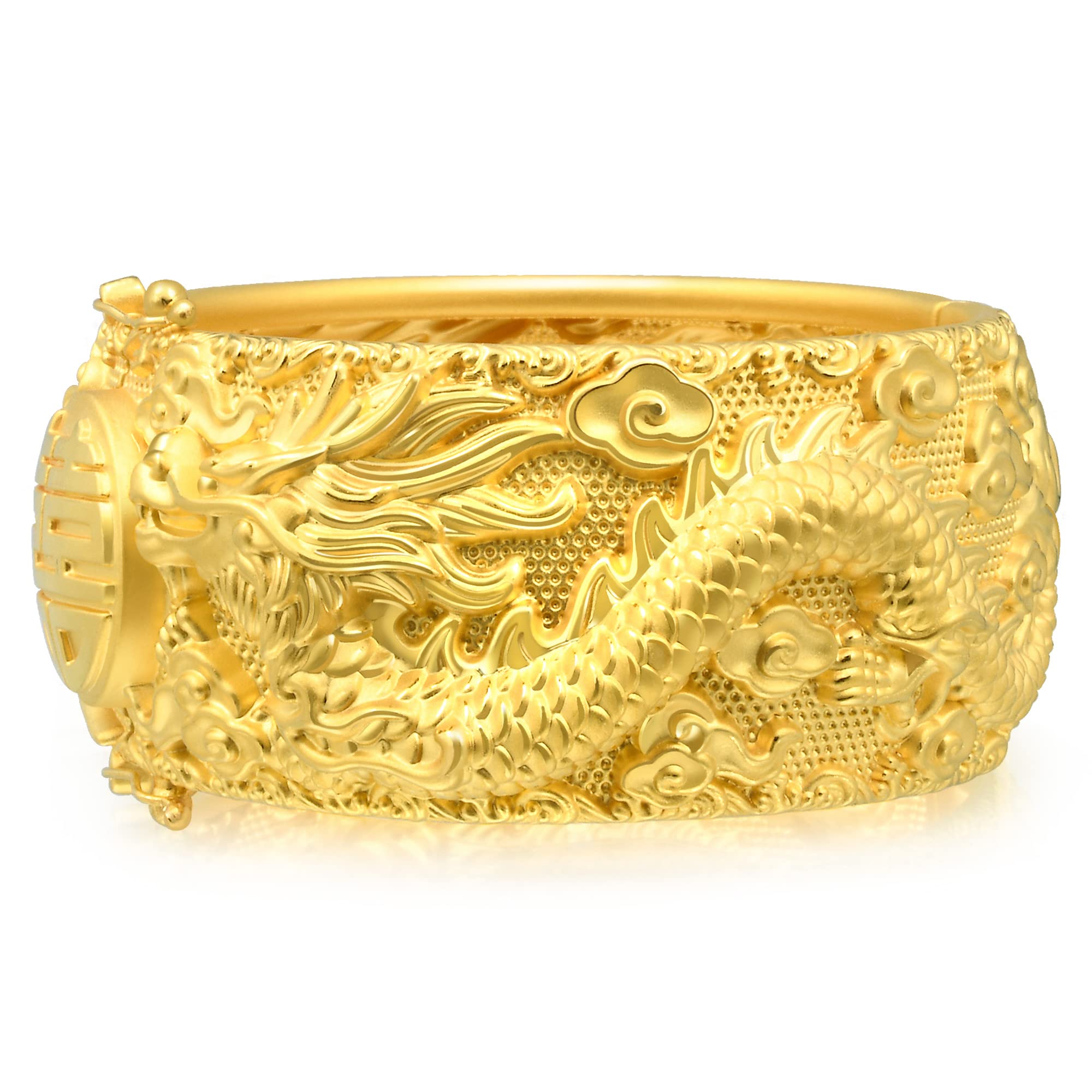 CHOW SANG SANG 999.9 24K Solid Gold Price-by-Weight 36.97g Gold Dragon & Phoenix Bangle for Women and Wedding Occasion 91875K | Size: 7