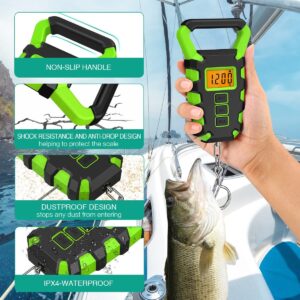 ORIA Digital Fishing Scale with Ruler, Fishing Postal Hanging Hook Scale, 110lb/50kg Waterproof Luggage Scale with Measuring Tape, Luggage Hook, Backlit LCD Display, Green