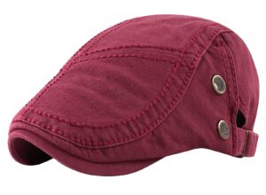 men’s lightweight cotton newsboy hap gatsby cabbie cap classic ivy flat hat driving hunting golf cap red scally hat