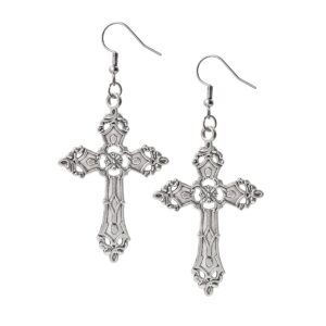 sacina gothic cross earrings, zinc alloy cross dangle earrings, goth jewelry gift for women