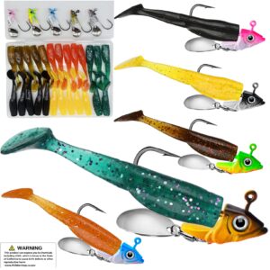 damidel 30pcs/box jig heads swimbait fishing hooks add classic lures baits kit, 3d eyes/spinner blades, 25 pcs bodies- 5 pcs jigs heads