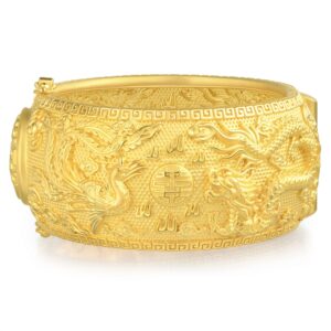 chow sang sang 999.9 24k solid gold price-by-weight 31.81g gold dragon & phoenix bangle for women and wedding occasion 91466k | size: 7