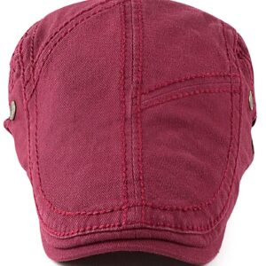 Men’s Lightweight Cotton Newsboy Hap Gatsby Cabbie Cap Classic Ivy Flat Hat Driving Hunting Golf Cap Red Scally Hat