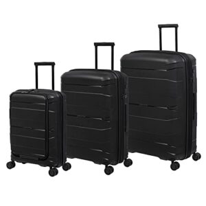 it luggage momentous 3 piece hardside 8 wheel expandable spinner, black, 3 pc set