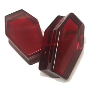 blue palm jewelry pair of blood red coffin glass saddle plug double flare ear lobe plugs e593