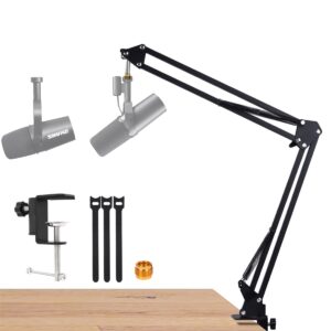 for shure sm7b mv88+ and mv7 boom arm, mic desk stand compatible with shure sm7b and shure mv7 microphone, shure sm7b and shure mv7 mic arm perfect for podcasts, gaming, recording.