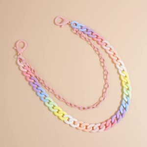 Wiwpar Colorful Acrylic Jean Chains Wallet Pocket Chains Rainbow Jean Pants Chain Keychain Body Chain for Women and Girls (Pink)