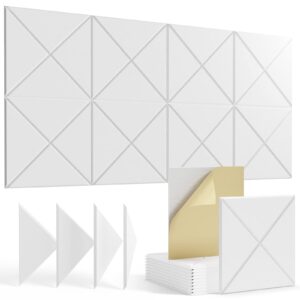 12 pack acoustic panels self-adhesive, 12"x 12"x 0.4"sound proof foam panels,soundproof wall panels high density, acoustic panels sound absorbing for wall decoration and acoustic treatment-white