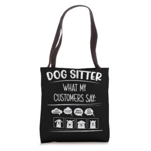 dog sitter what my costumers say for a dog sitter tote bag