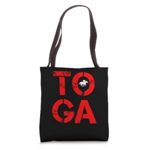 toga saratoga springs upstate new york horse racing tote bag