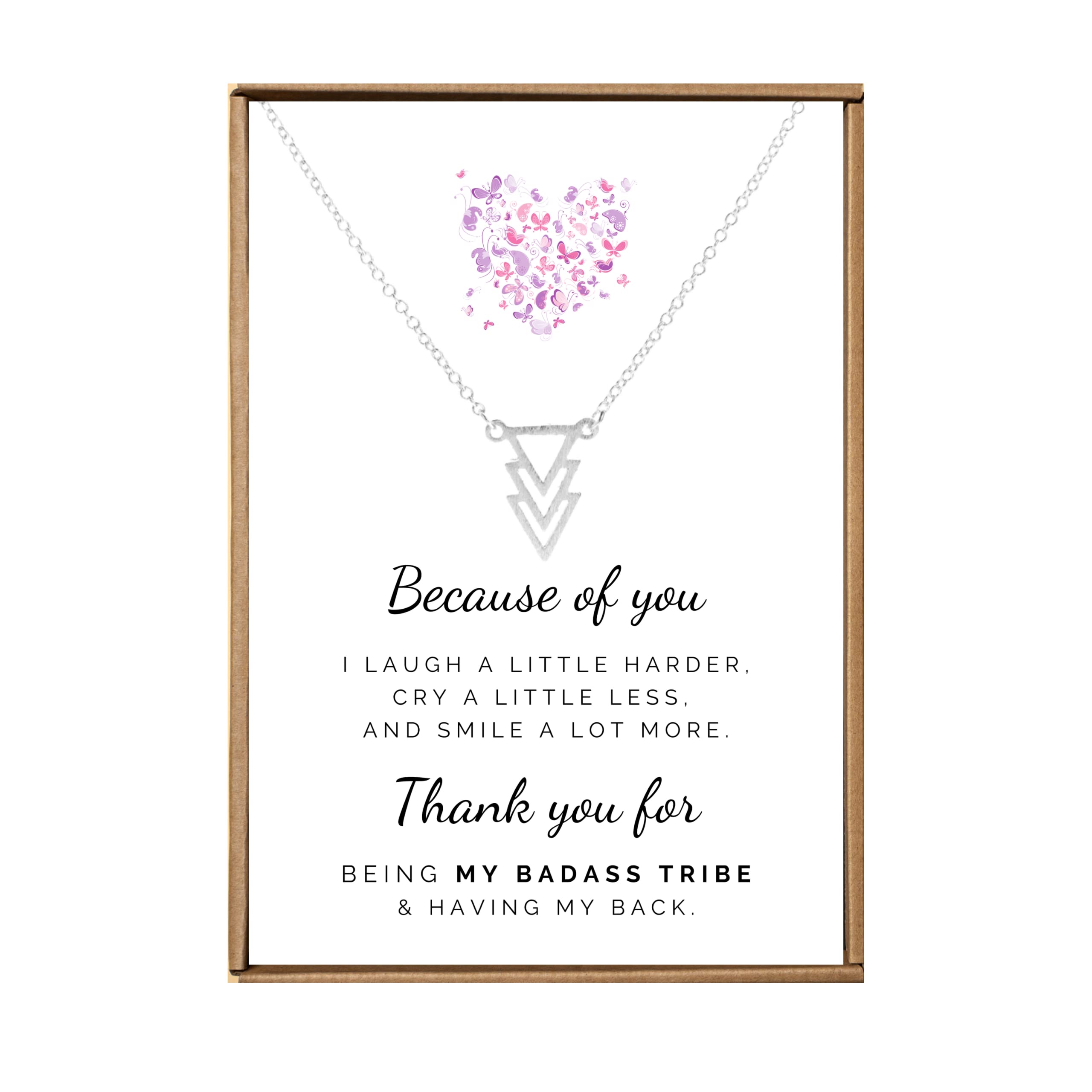 VIY Personal Card Tribe necklace, Friendship necklace for women, Tribe gifts, Badass women presents, Best friend necklaces for women, Three triangle pendant for my bride tribe, Badass squad necklace