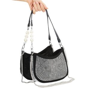 Evevictor Clutch Purse for Women, Bling Crossbody Handbag, Rhinestone Money Hand Bag (White)