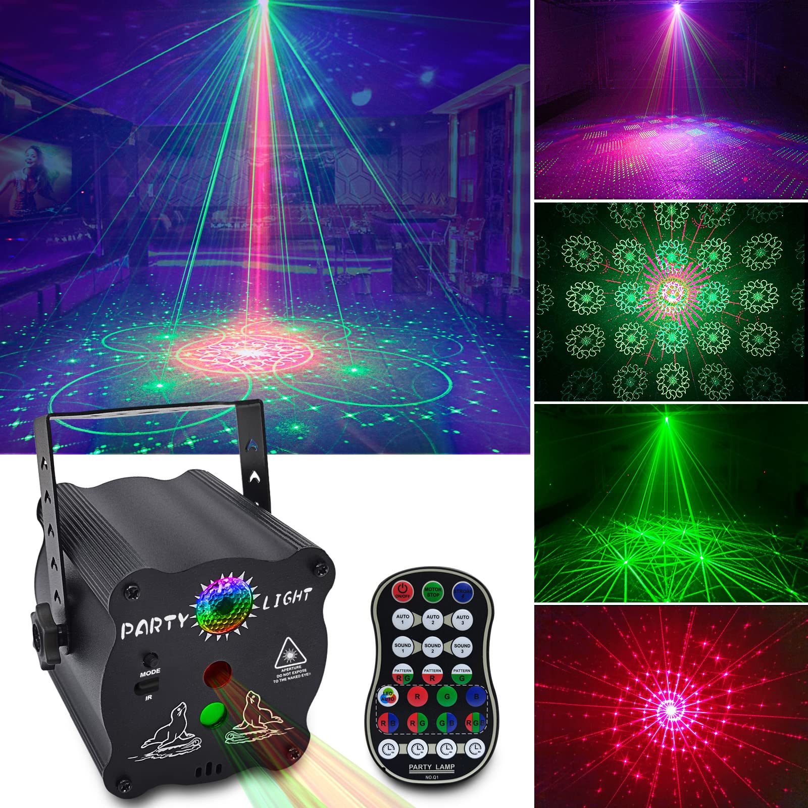 Party Lights Dj Disco Lights, Sound Activated Lights with Remote Control for Dance Party Karaoke Living Room Pub