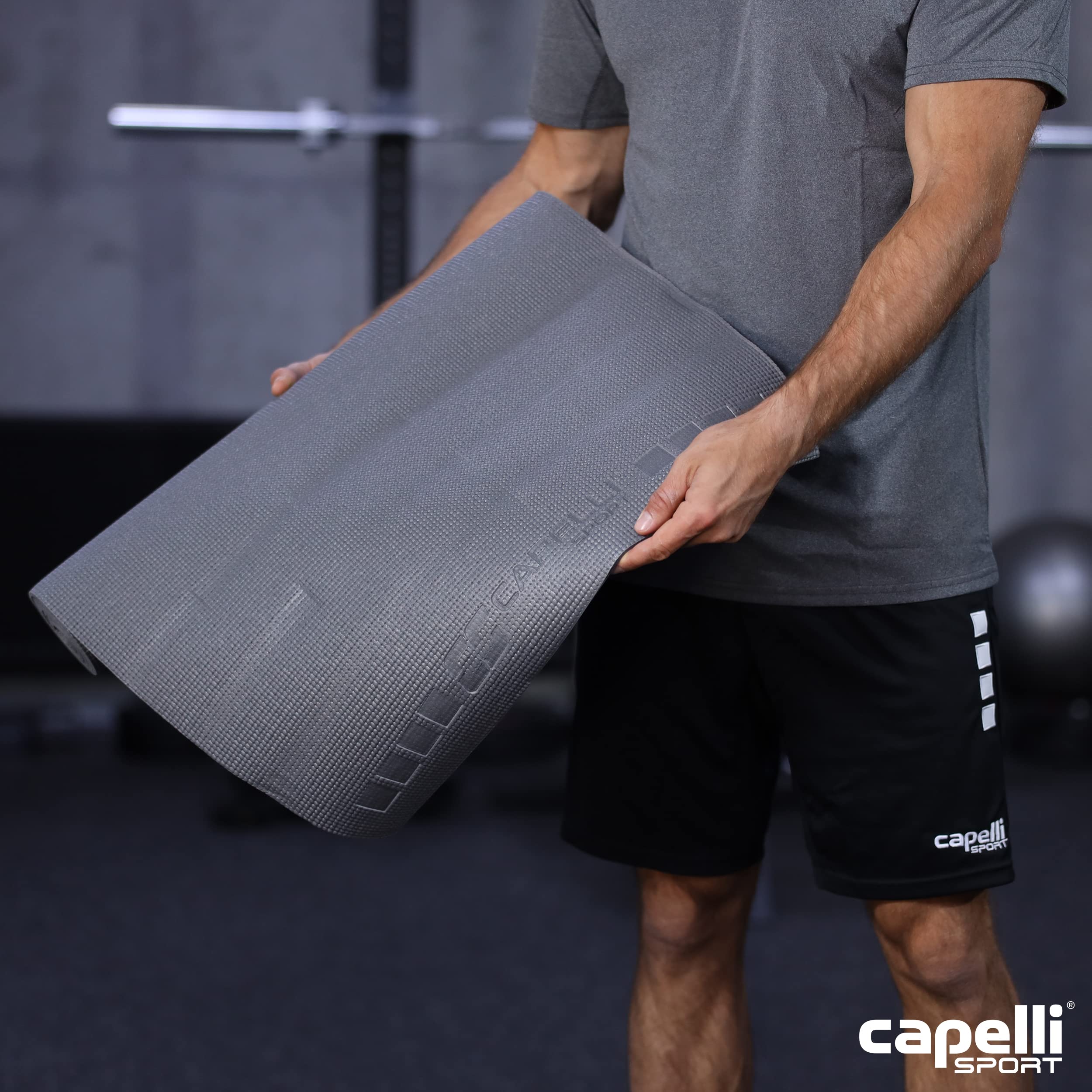 Capelli Sport Yoga Mat Non Slip, All Purpose PVC Fitness and Workout Mat, Grey, 6 mm