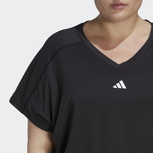 adidas Women's Aeroready Train Essentials Minimal Branding V-Neck T-Shirt, Black, X-Large