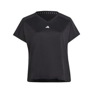 adidas women's aeroready train essentials minimal branding v-neck t-shirt, black, x-large