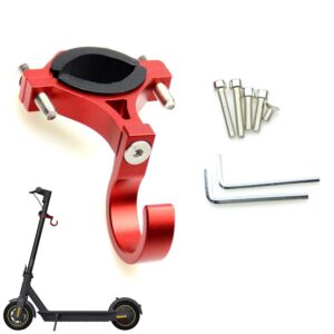 ybang aluminum alloy hook, metal front hook for xiaomi mi 3/1s/pro 2 for segway ninebot max g30 series electric scooter, universal multifunctional hook scooter bicycle accessories (red)