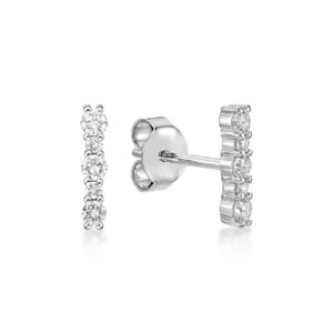 1/4 Carat Lab Grown Diamond Mini Bar Stud Earrings for Women in 10k White Gold (G-H, VS2-SI1, cttw) Post With Friction Back by Lavari Jewelers