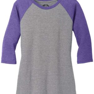 Joe's USA Womens 3/4 Raglan Baseball T-Shirt-XL-Purple/Grey