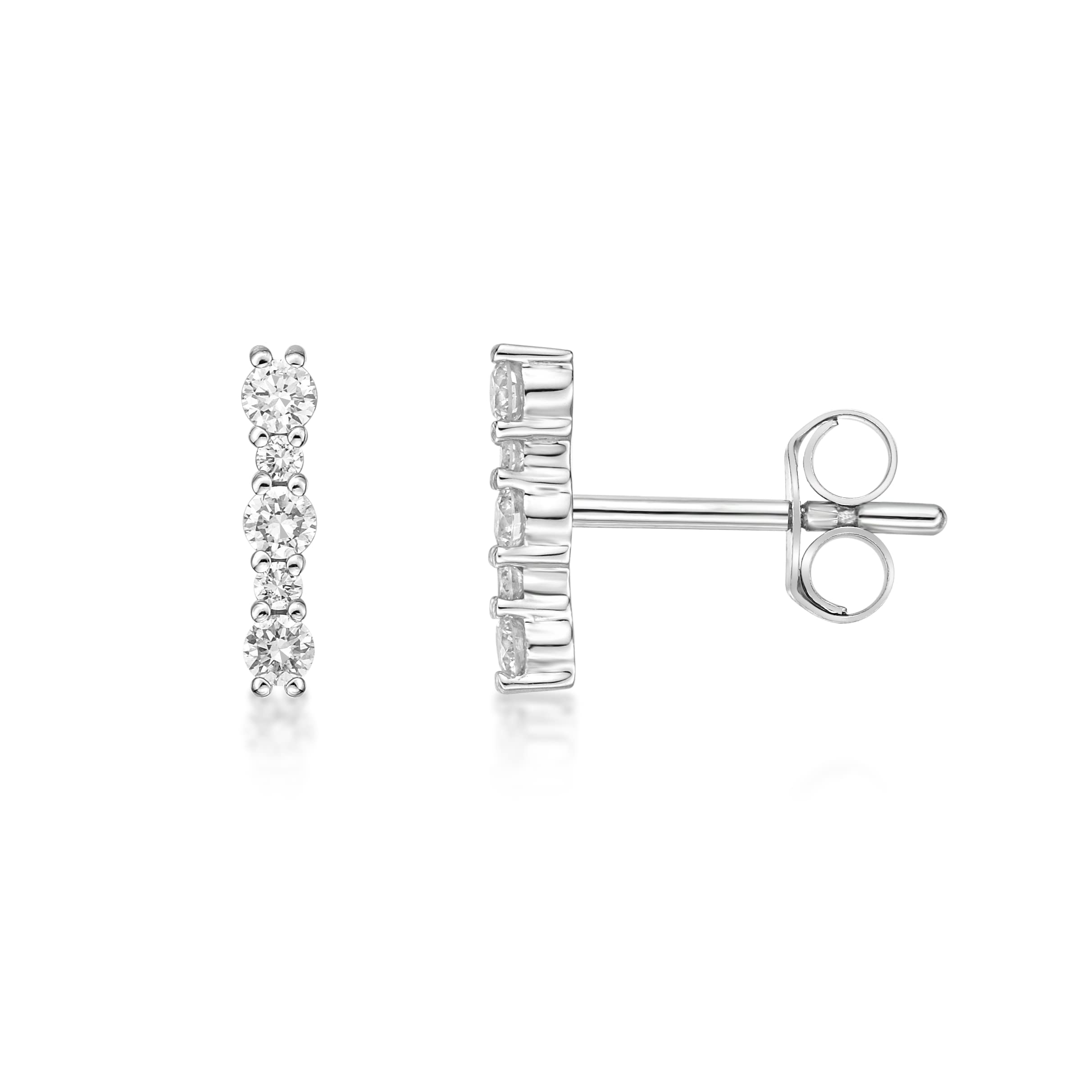 1/4 Carat Lab Grown Diamond Mini Bar Stud Earrings for Women in 10k White Gold (G-H, VS2-SI1, cttw) Post With Friction Back by Lavari Jewelers