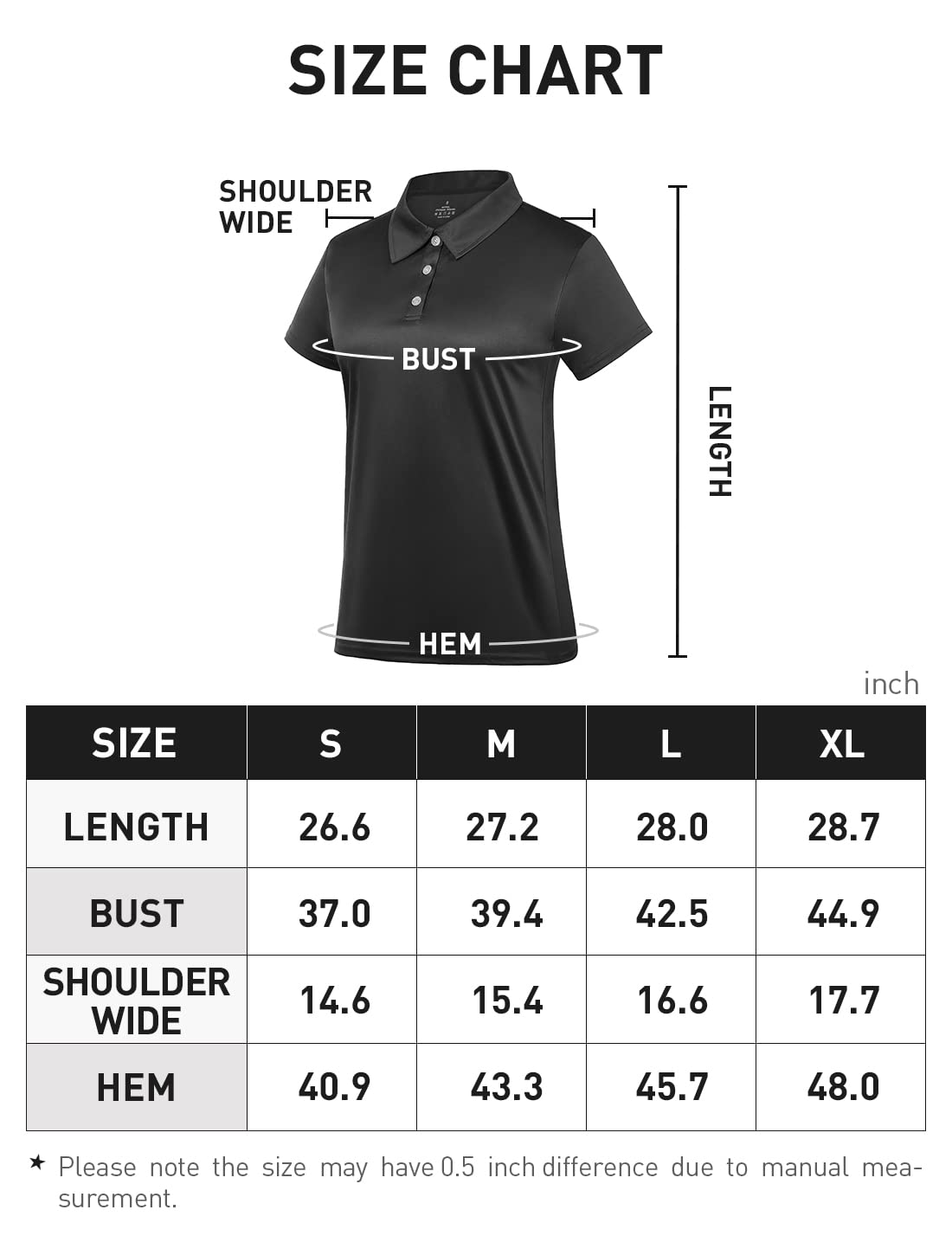 Women's Polo Tee Dry Fit Golf Shirt Moisture Wicking Short Sleeve Sport Activewear Golf Polo Tops Collar with Buttons Workout Black/White/Navy L